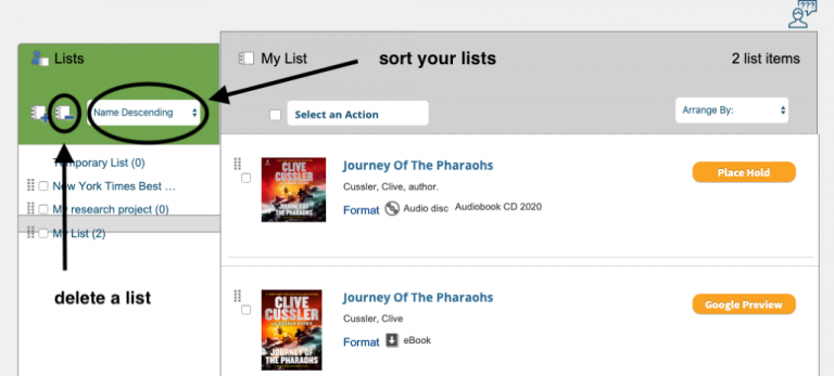 Using “My Lists” – CLEVNET
