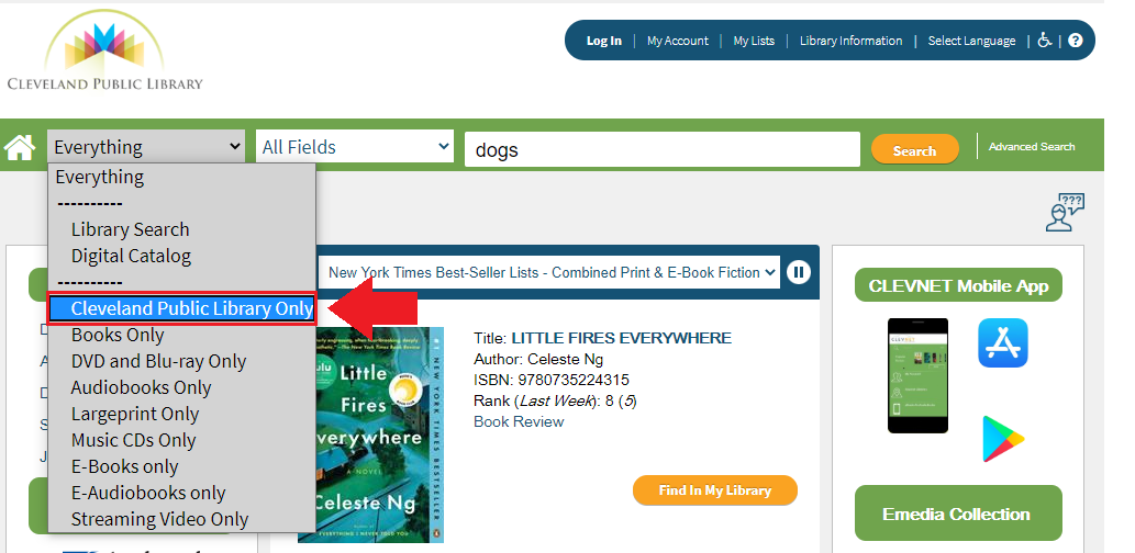 How to search for items at your local library – CLEVNET